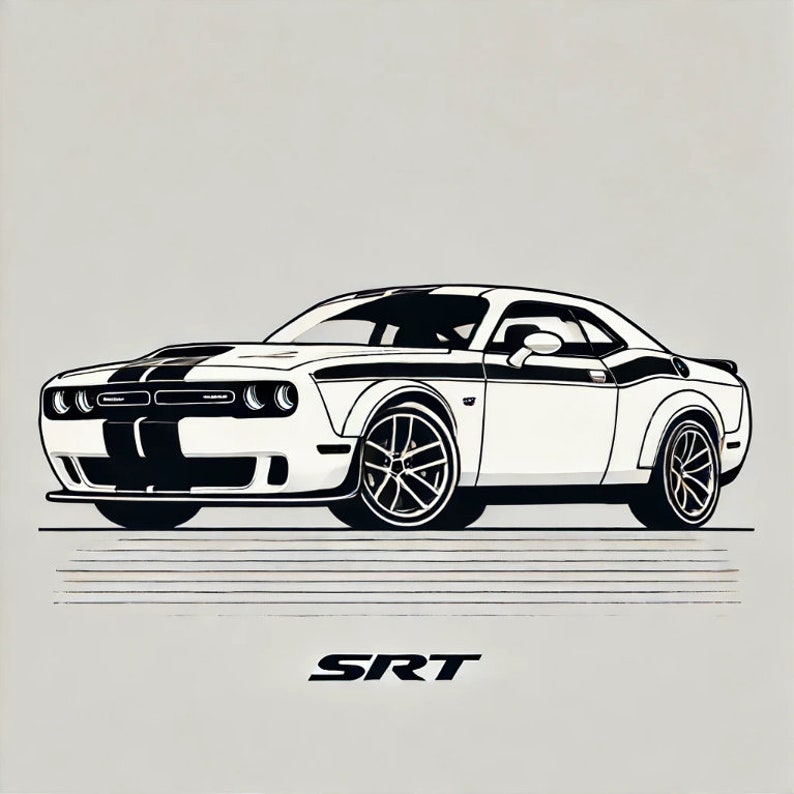Minimalist Dodge Challenger SRT Art White Background - Etsy
