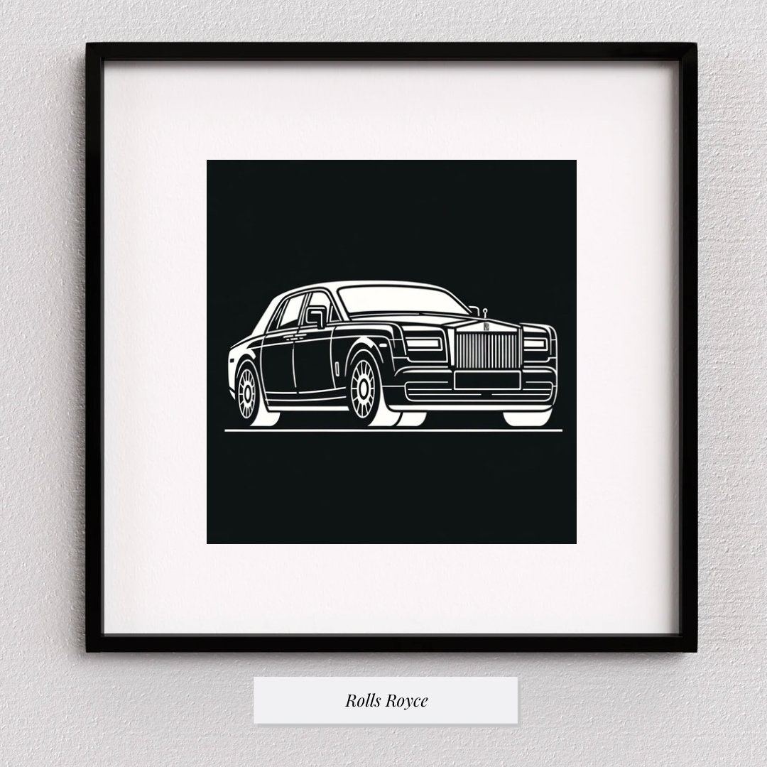 Minimalist Rolls-royce Phantom Art - Black Background - Etsy
