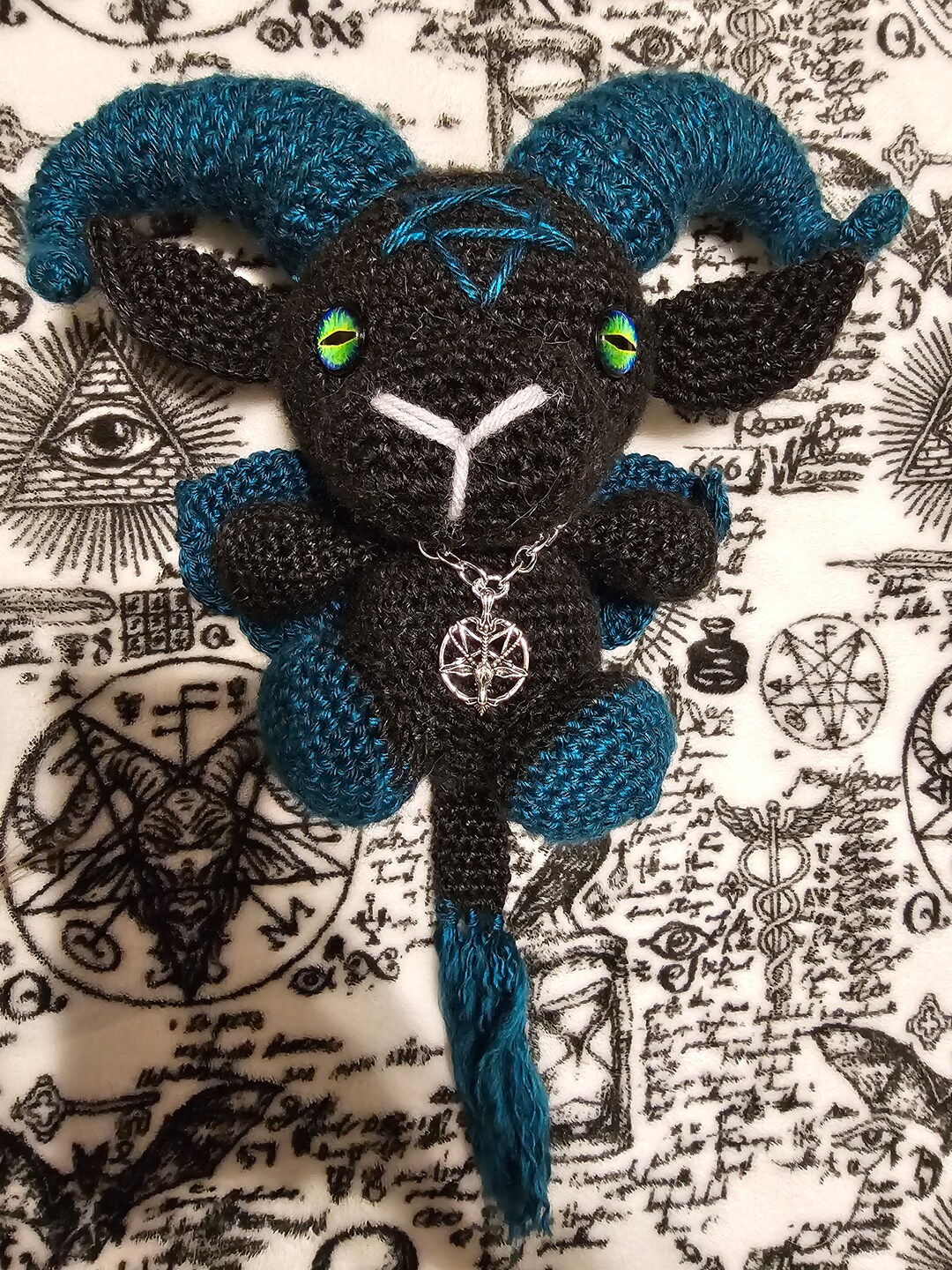 Handmade Crochet Green/blue Baphomet Amigurumi Plush - Etsy