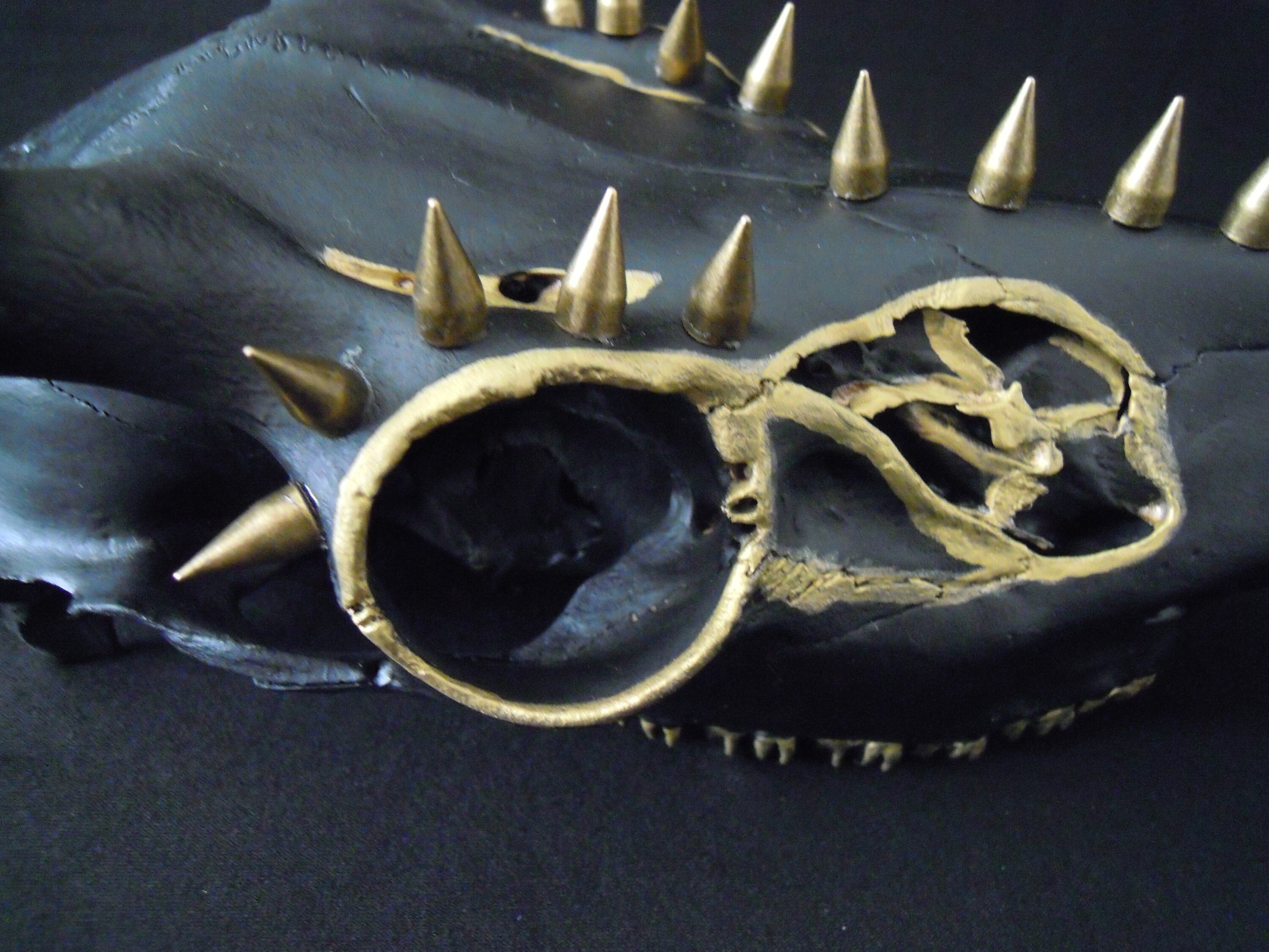 Hand Painted Real Deer Skull Black and Gold With Spikes. Witchy, Pagan ...