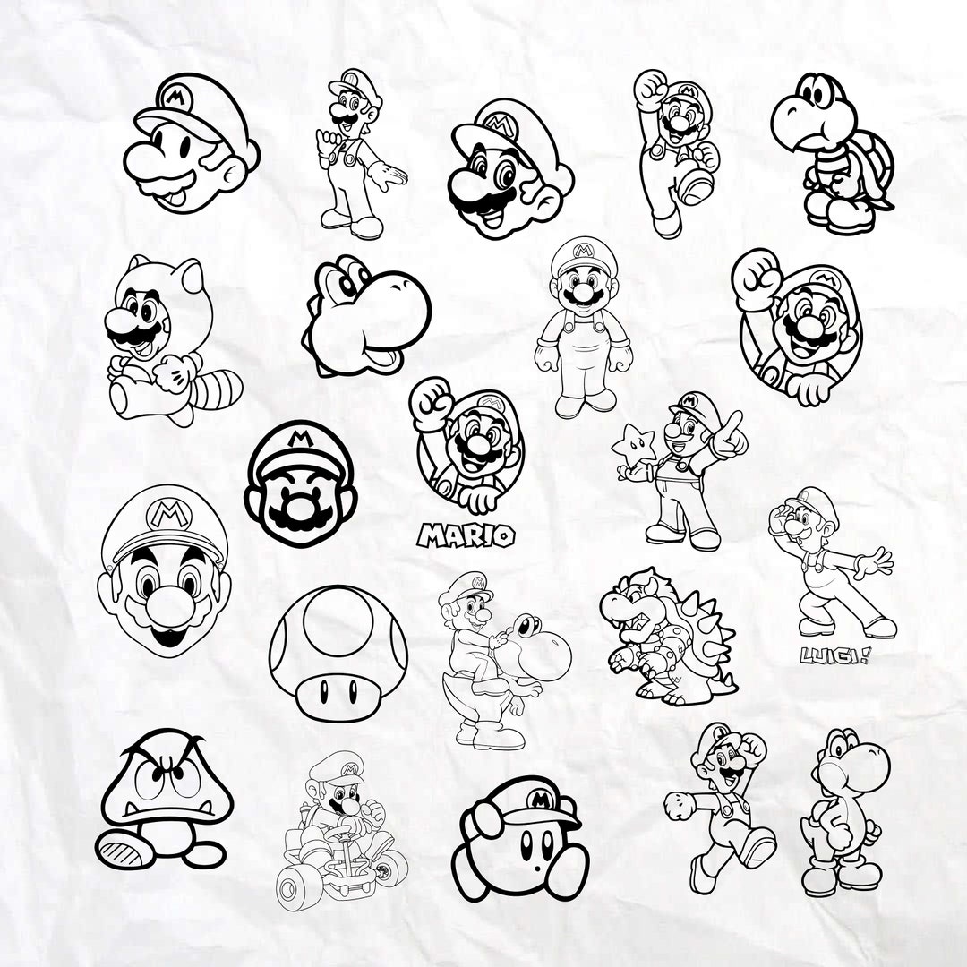 Super Mario Svg Super Mario Mario Svg Super mario outline - Etsy México