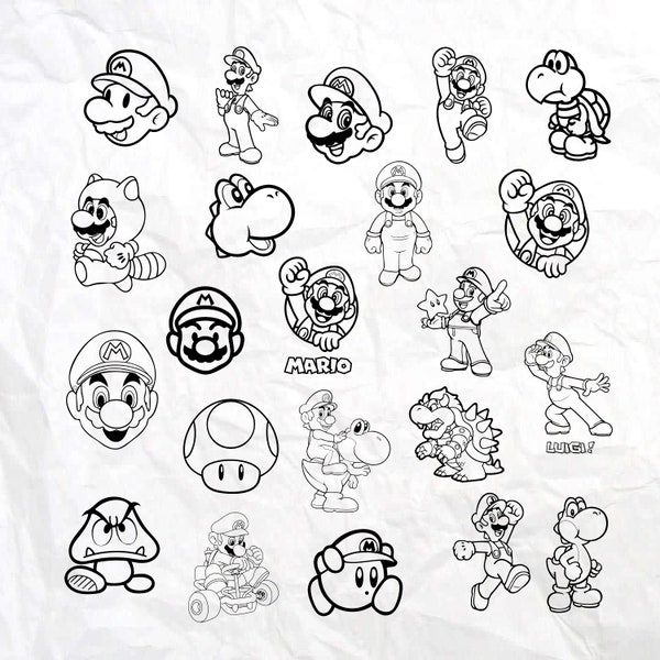 Mario Outline Svg - Etsy