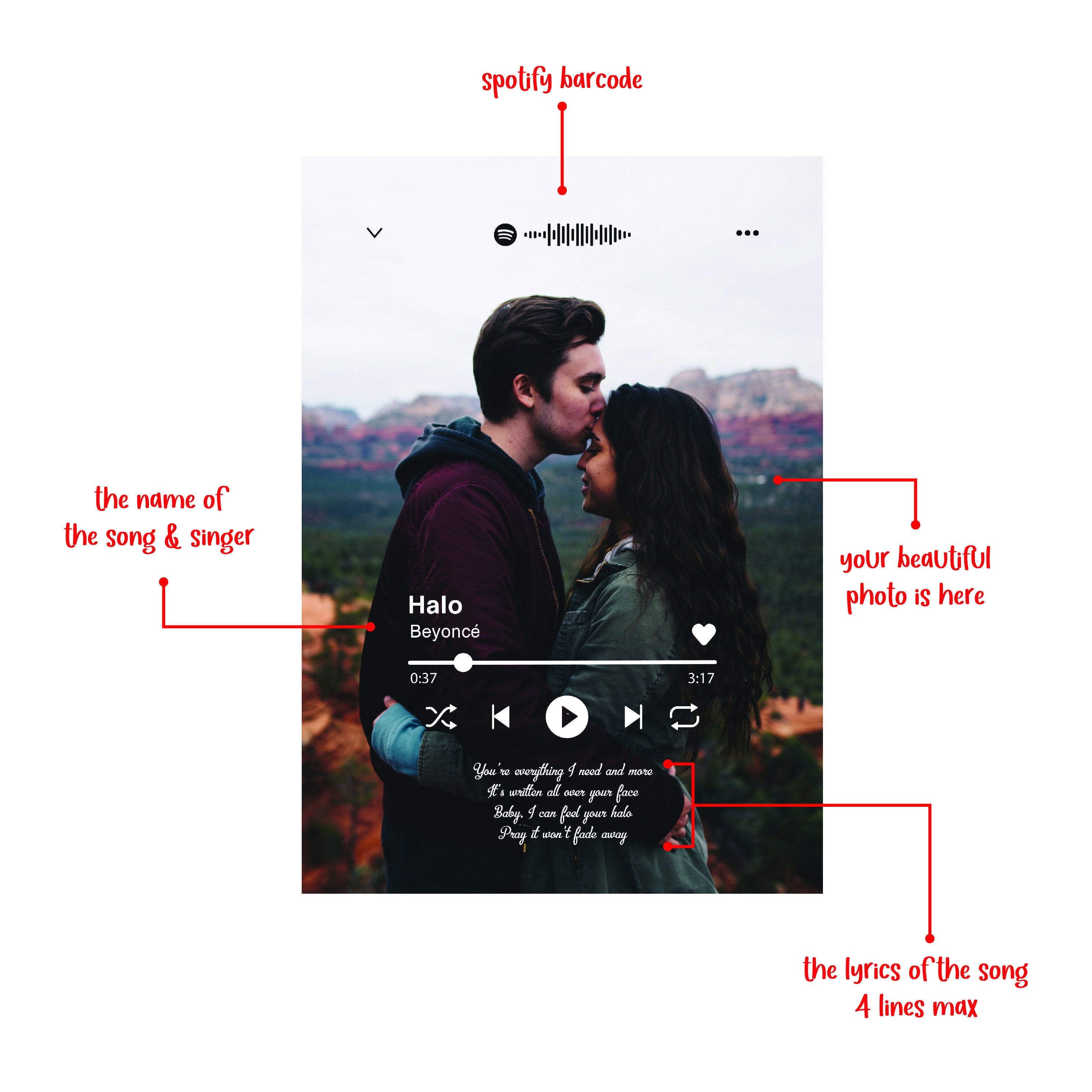 Custom Spotify Album Cover With Lyrics, Personalised Spotify Song ...