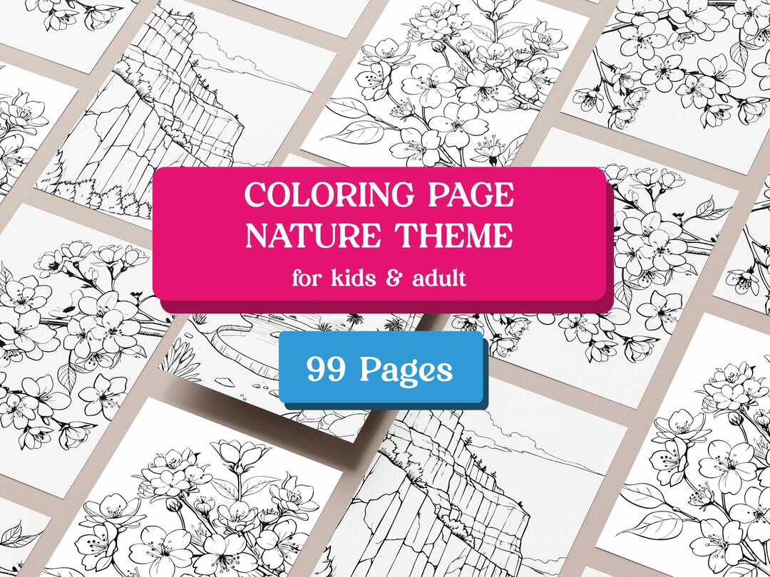 High Quality Nature Theme Coloring Pages Digital & Printable for Kids ...