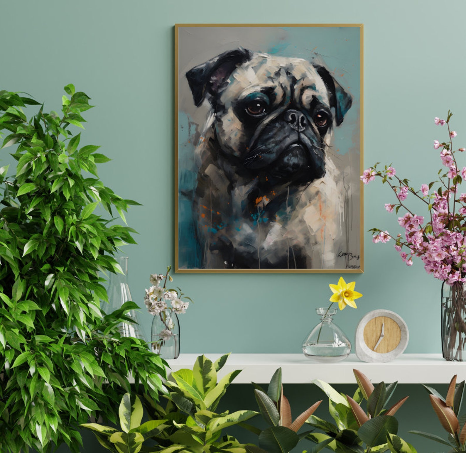 Pug | Pet Picture | Contemporary Dog Poster | Cool Wall Art | Home ...