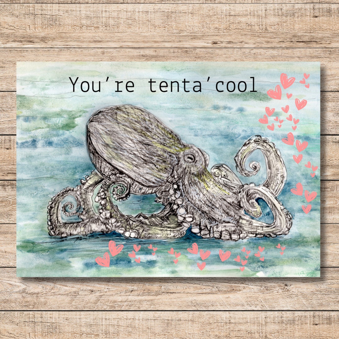 Octopus Greetings Card | Hand-drawn Greetings Card | Blank Card |funny ...