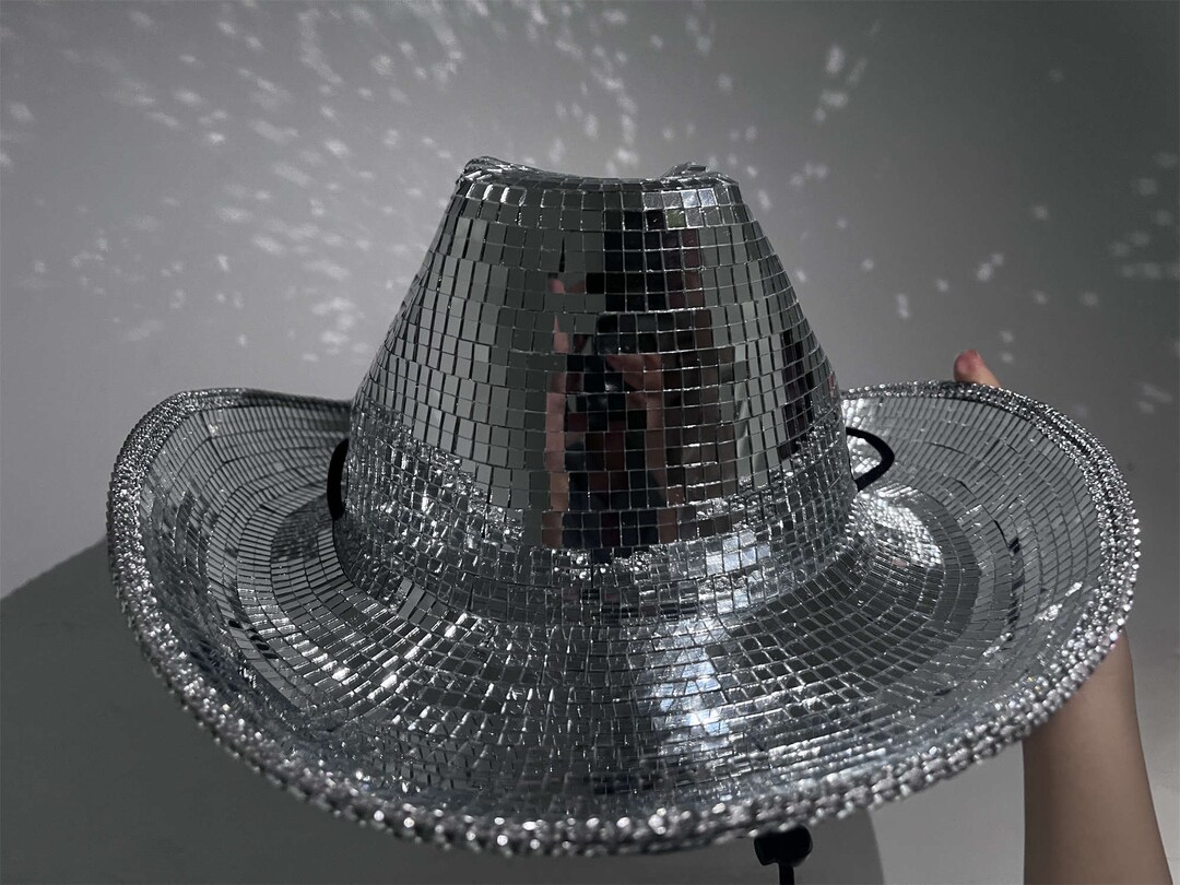 Concert Disco Ball Cowboy Hat With String /silver Disco Ball - Etsy