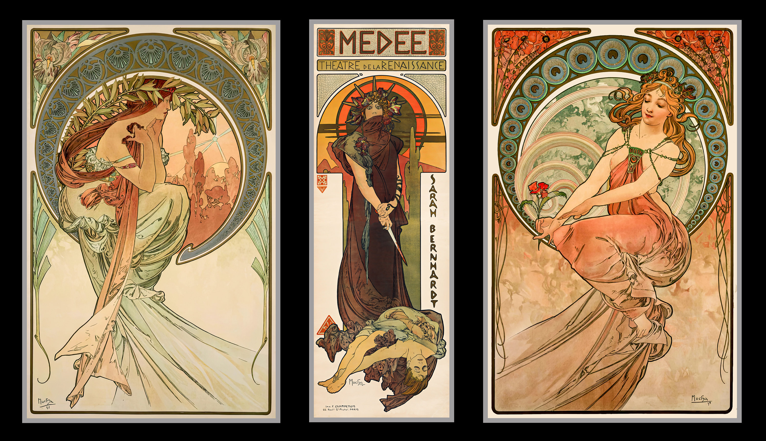 Alphonse Mucha. Huge 24x36 Inch Poster Print With 19 Classic Mucha, Art ...