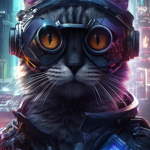 50 PACK CYBERPUNK ANIMALS Fantastic Dijital Art / Printable / Wall Art ...