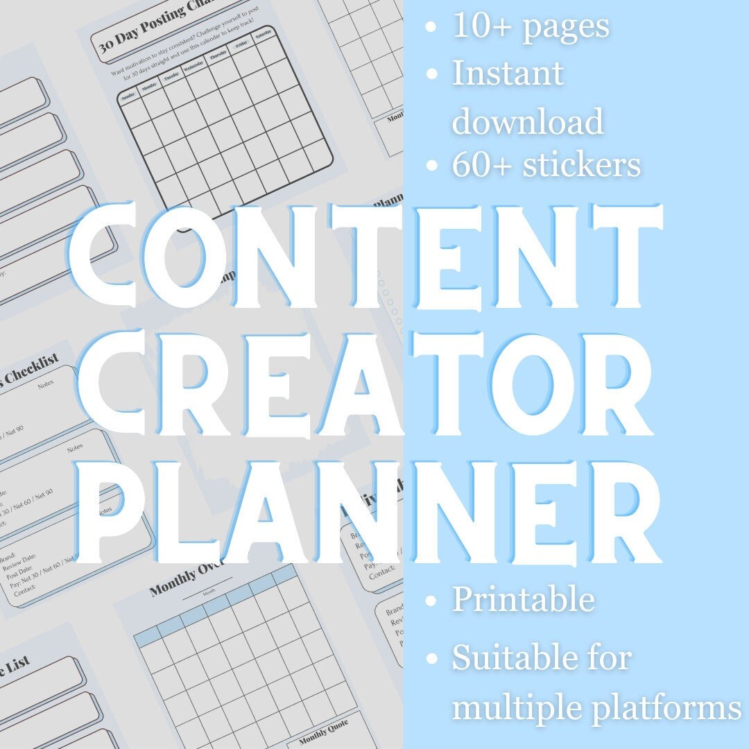 Social Media Content Creator Planner Planner for Tik Tok, Youtube ...