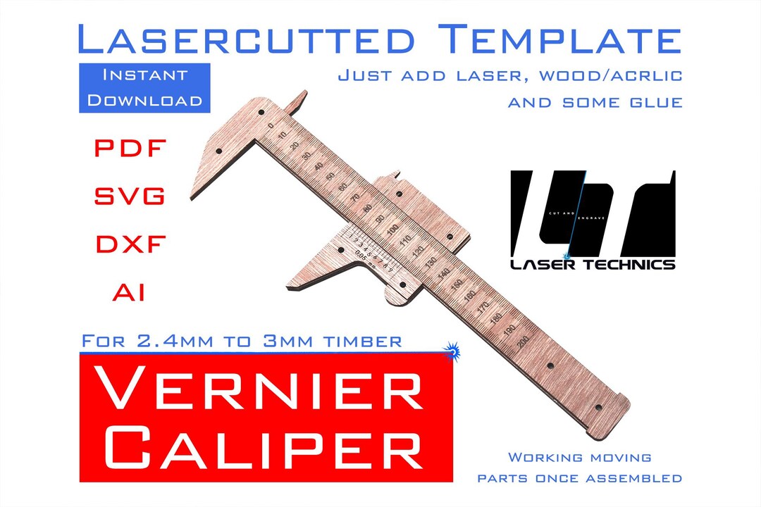 Vernier Caliper laser Cut & Engrave Template - Etsy