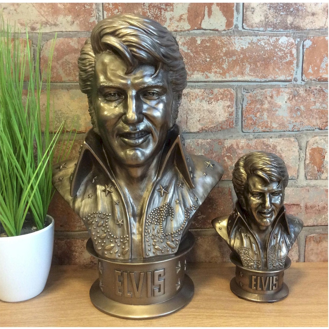 Bronze Elvis Bust Figurine Small or Large Boxed Hand Painted and ...