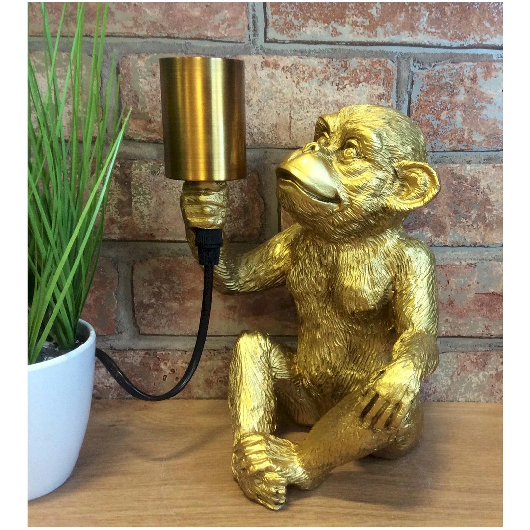 Gold Monkey Table / Bedside Lamp Hand Finished E27 Bulb - Etsy UK