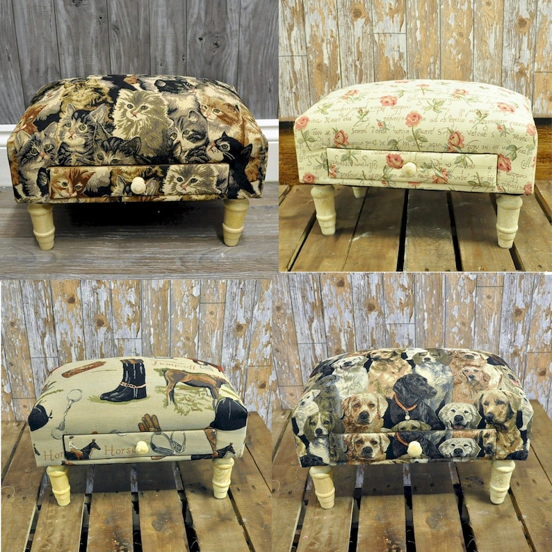 Small Rectangular Tapestry Footstool With Storage Drawer - Etsy UK