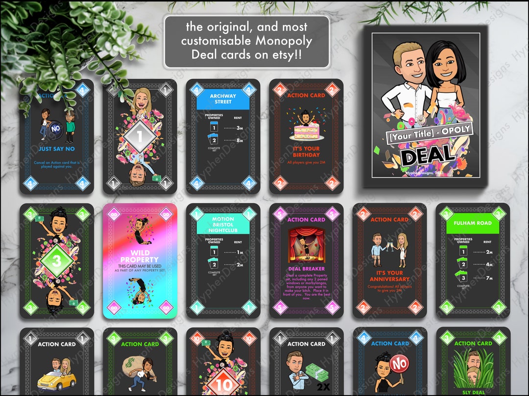 Custom Monopoly Deal Card Game | Deluxe Black Neon Edition With Gift ...