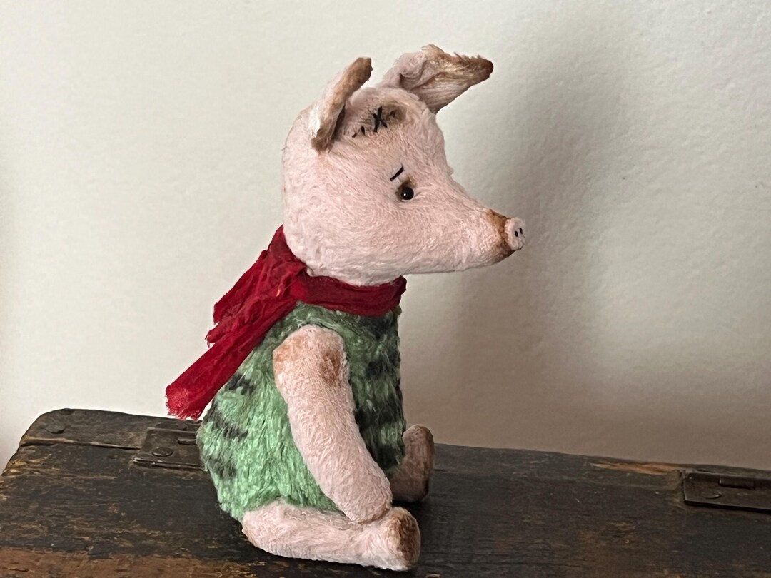 Vintage Style Miniature Teddy Piglet: Poseable Collectible Plush - Etsy