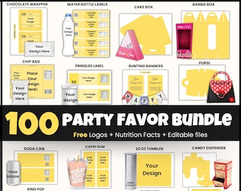 85 Party Favor Templates, Party Favors, Template Bundle, Chocolate ...