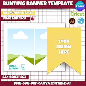 Bunting Banner Template: Editable Canva Label, Cricut & Silhouette ...