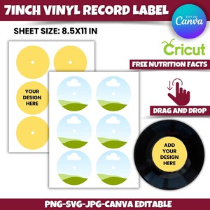 7 Inch Vinyl Record Label Blank Template: DIY Design (digital Download ...