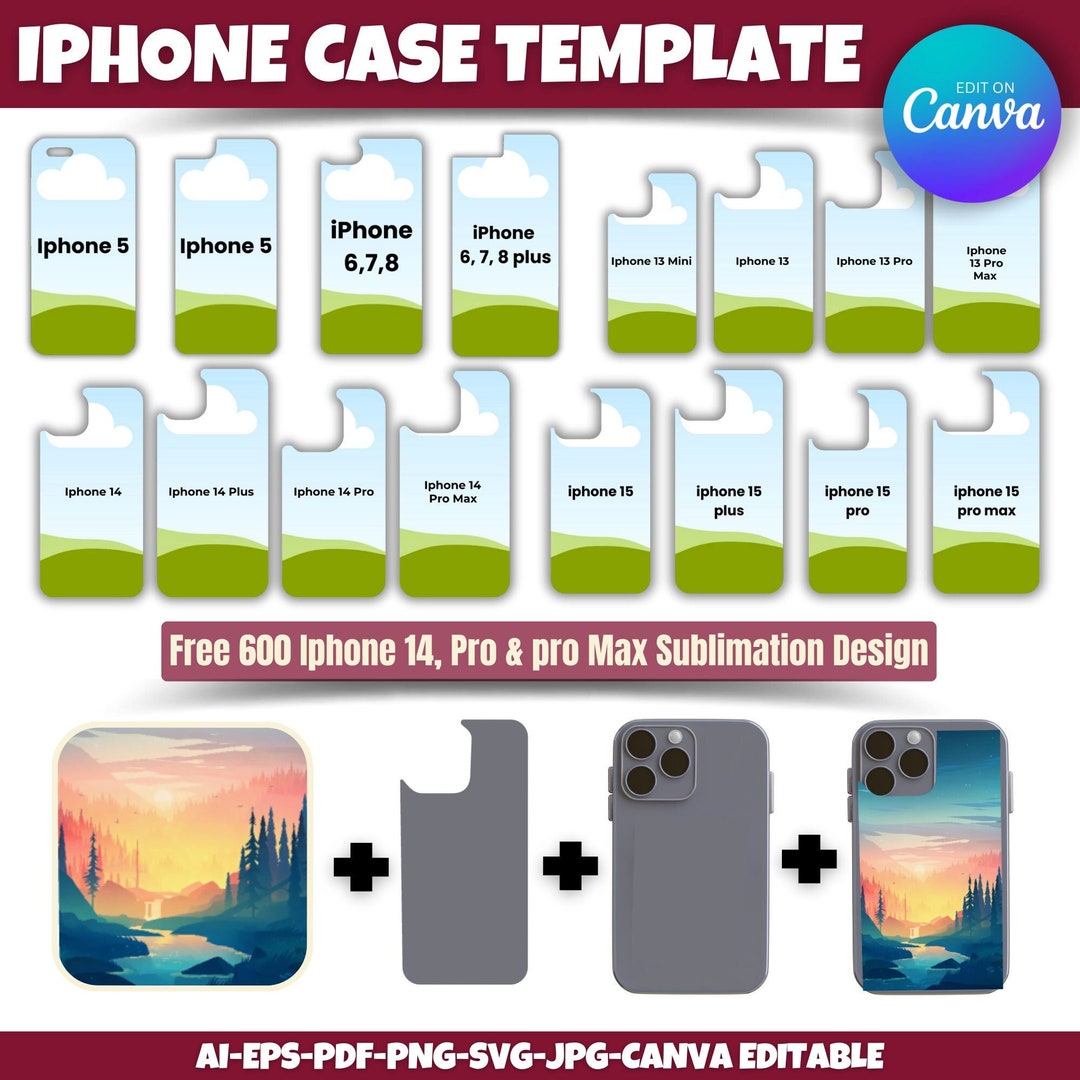 IPhone Case Template Bundle: All Models, Canva Editable (digital Download) - Etsy