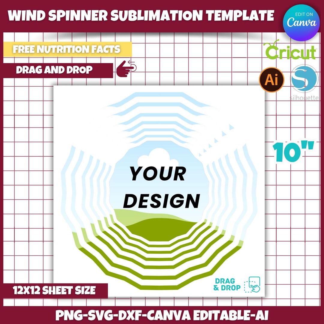 Wind Spinner Template, Wind Spinner Svg, Wind Spinner Sublimation ...