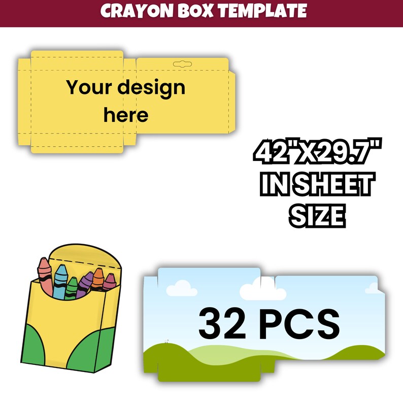 Crayon Box Template Bundle: 5 Sizes, Party Favor SVG, Canva Editable - Etsy