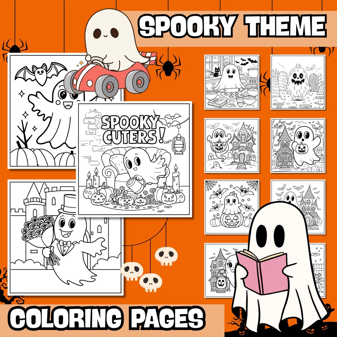 Spooky Cutie Halloween Coloring Pages (PDF Download) - Etsy