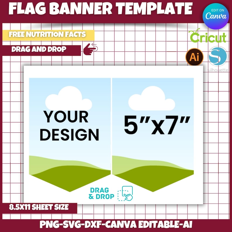 Flag Banner Template: Canva Editable, Drag & Drop (digital Download) - Etsy