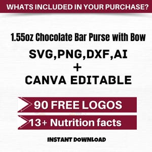 1.55 Oz Chocolate Bar Purse Template, Chocolate Bar Purse With Bow ...