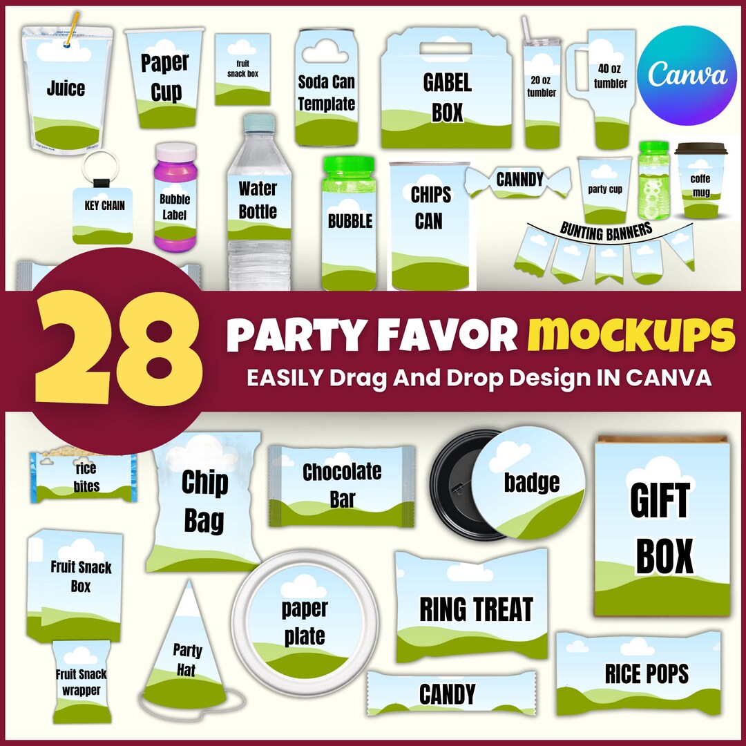 28 Party Favor Mockups Bundle, Party Favor Mockup Bundle, Chocolate Bar ...