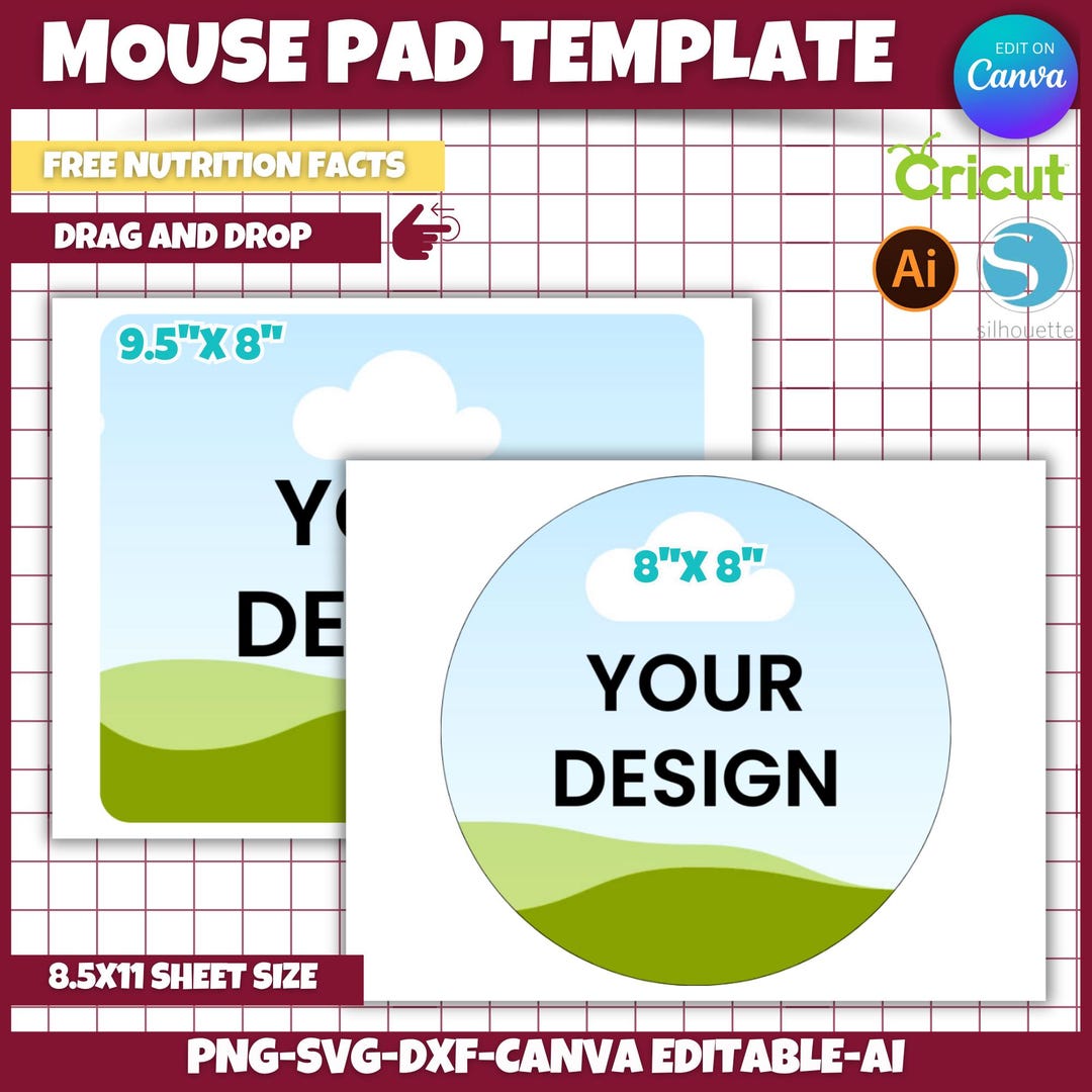 Mouse Pad Template Bundle: Canva Editable, Sublimation Designs (digital ...