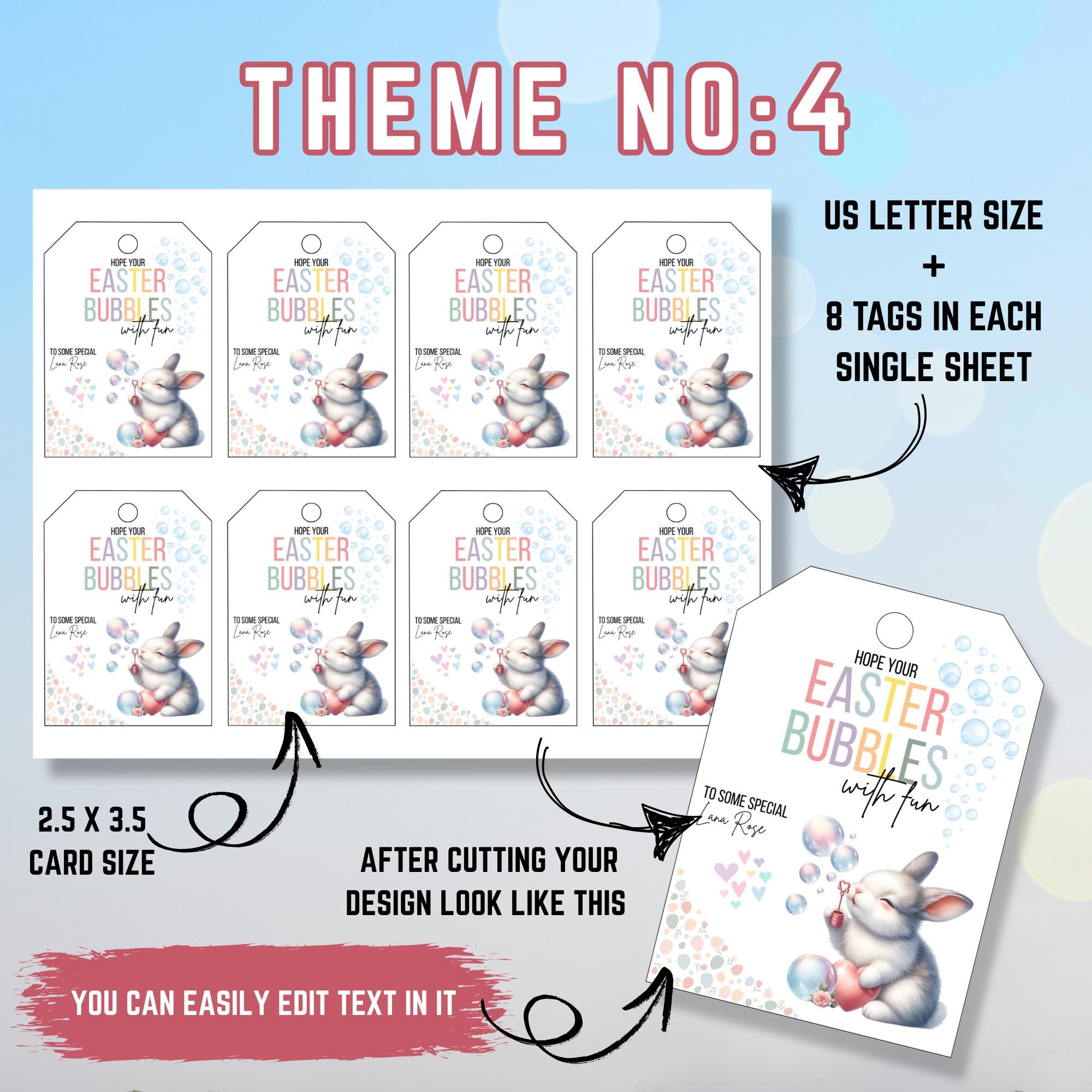 Editable Easter Gift Tags: Printable Treat Bag Labels (canva Template ...