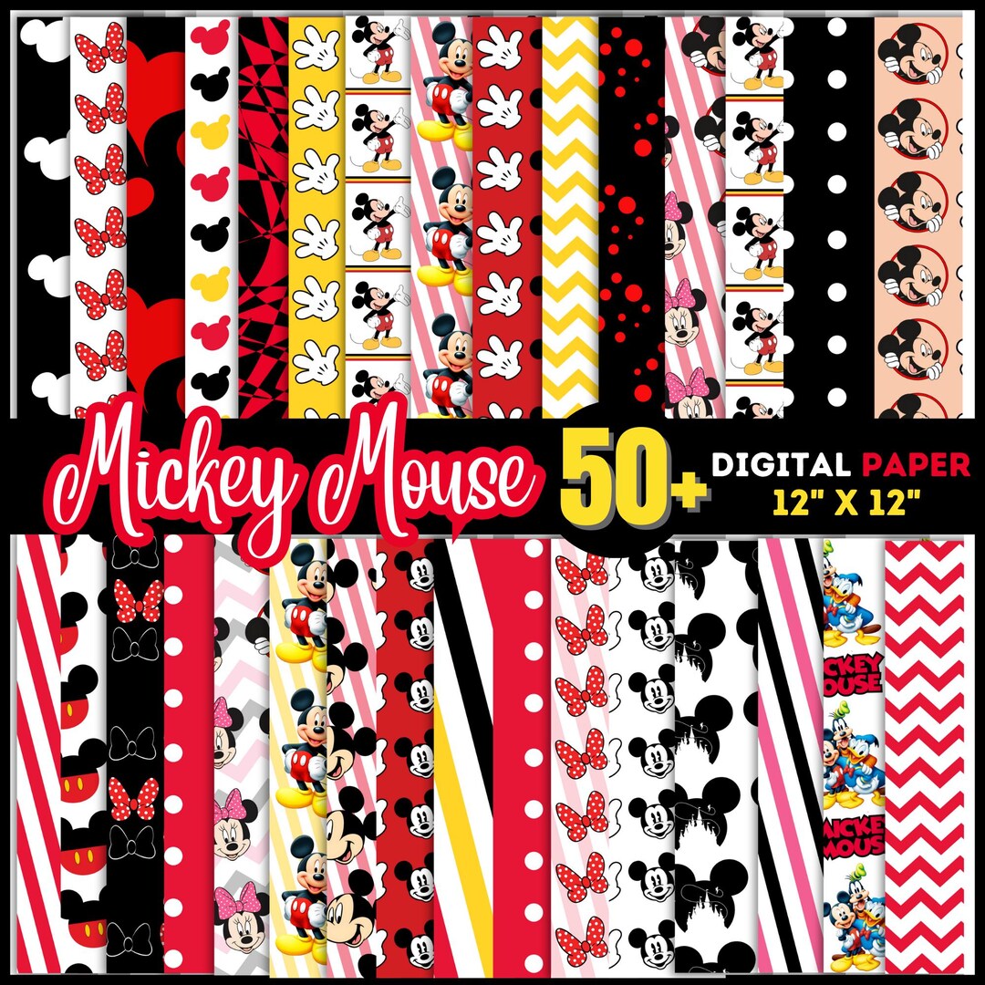 50 Mickey Mouse Digital Papers: Scrapbooking & Crafts (instant Download ...