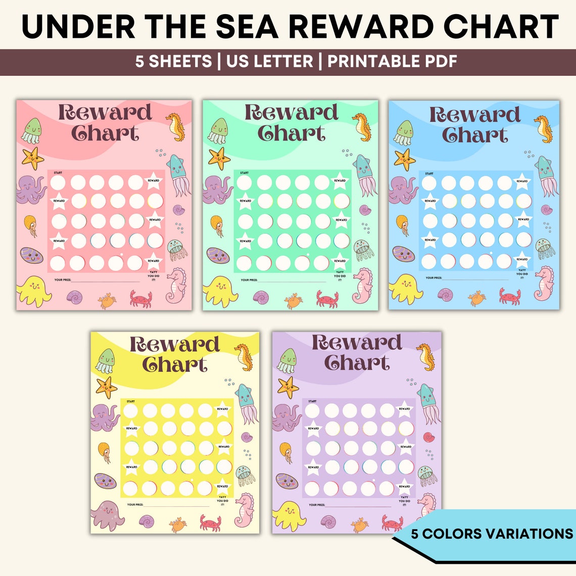 Under the Sea Reward Chart, Kids Behavior Tracker (printable PDF) - Etsy