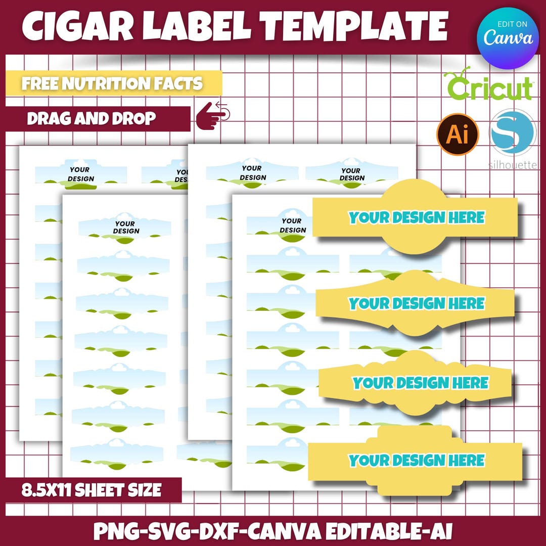 Editable Cigar Template, Cigar Label Template, Canva Editable Wrapper ...