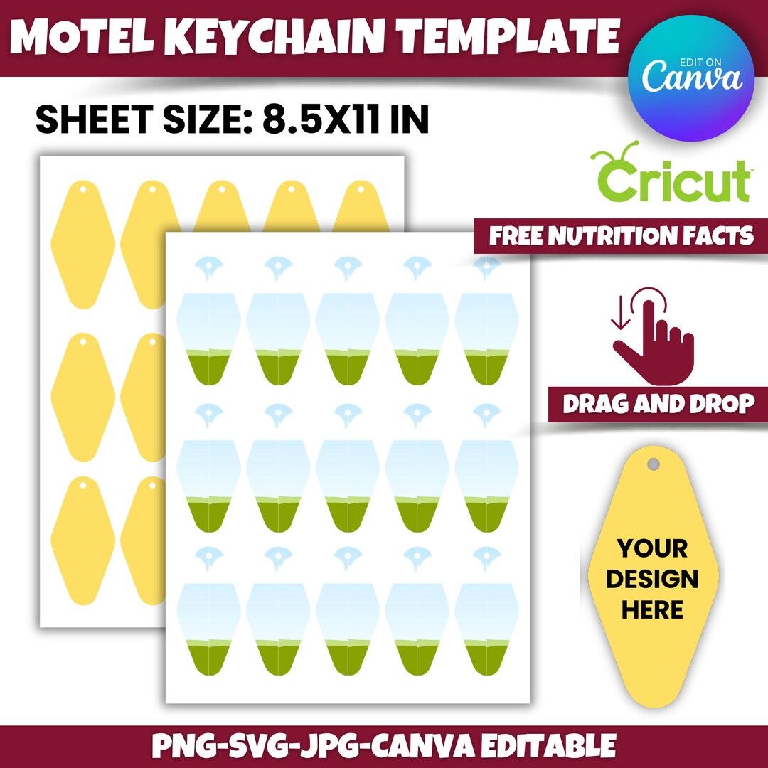 Motel Keychain Template: Canva Frame, SVG, Cricut (PDF) - Etsy