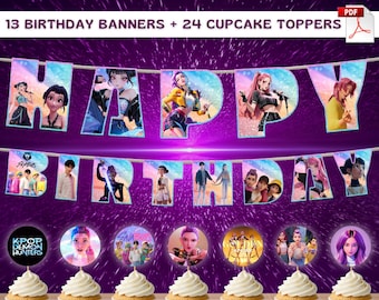 Kpop Demon Hunter Birthday Banner | FREE GIVEAWAY TAG - Etsy