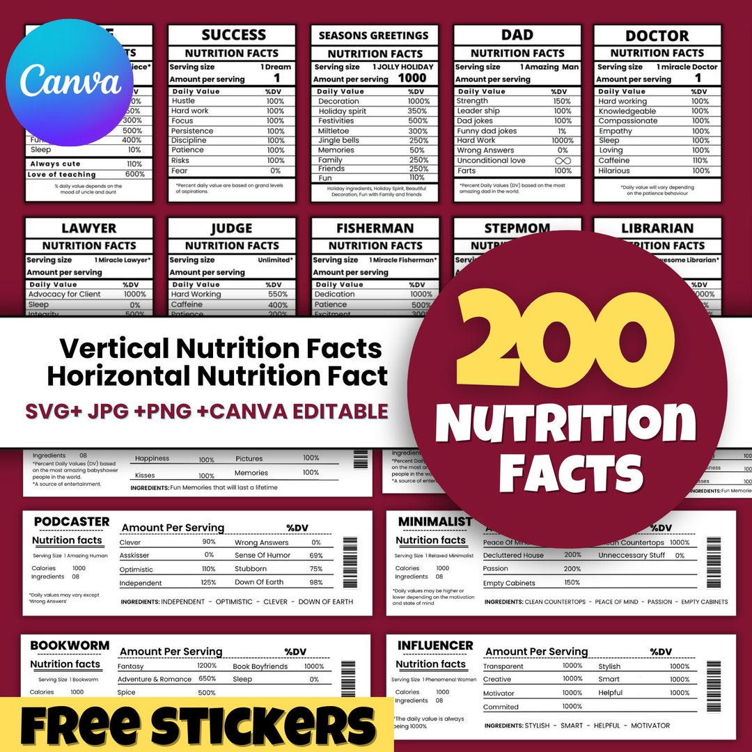 200+ Nutrition Facts Templates: Editable Canva Designs (digital ...