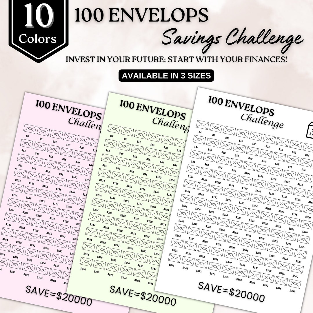 100 Envelop Money Saving Challenges, , 5050 Money Savings Printable ...