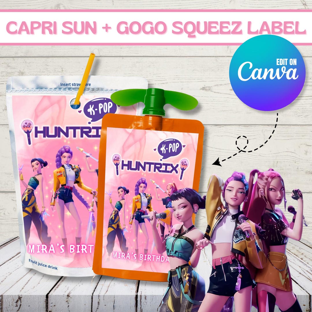 Kpop Demon Hunter Capri Sun Label-kpop Gogo Squeeze Label-huntrix Juice ...
