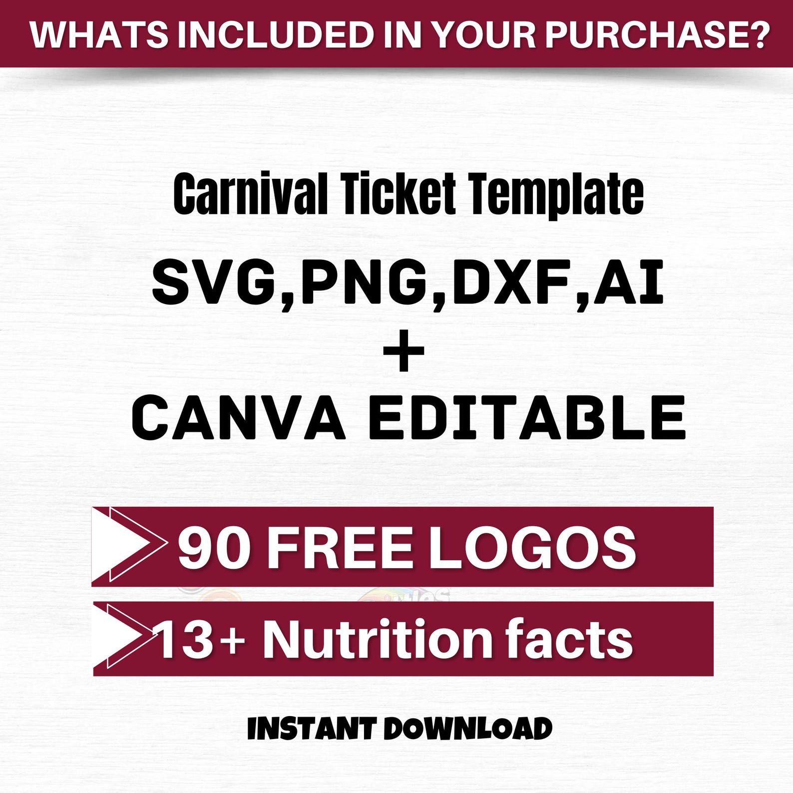 Carnival Ticket Template: Editable Design, 8.5x11 (digital Download) - Etsy