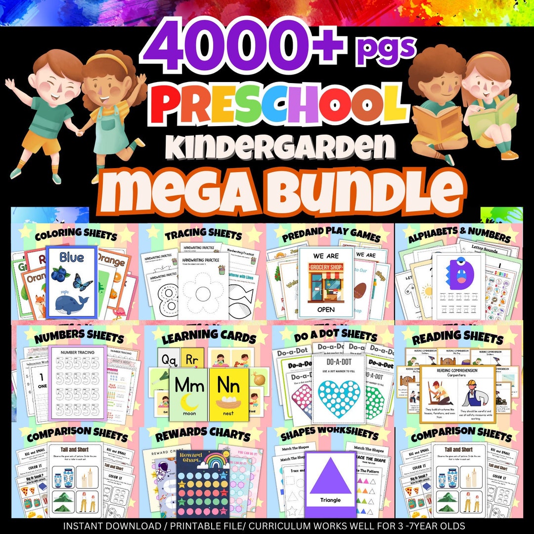 Preschool Learning Bundle: 4000+ Activity Worksheets (digital Download ...