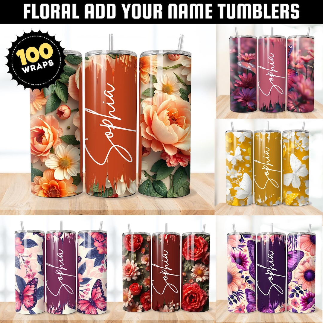 Floral Tumbler Sublimation Designs: 20oz Skinny Tumbler PNG (digital ...