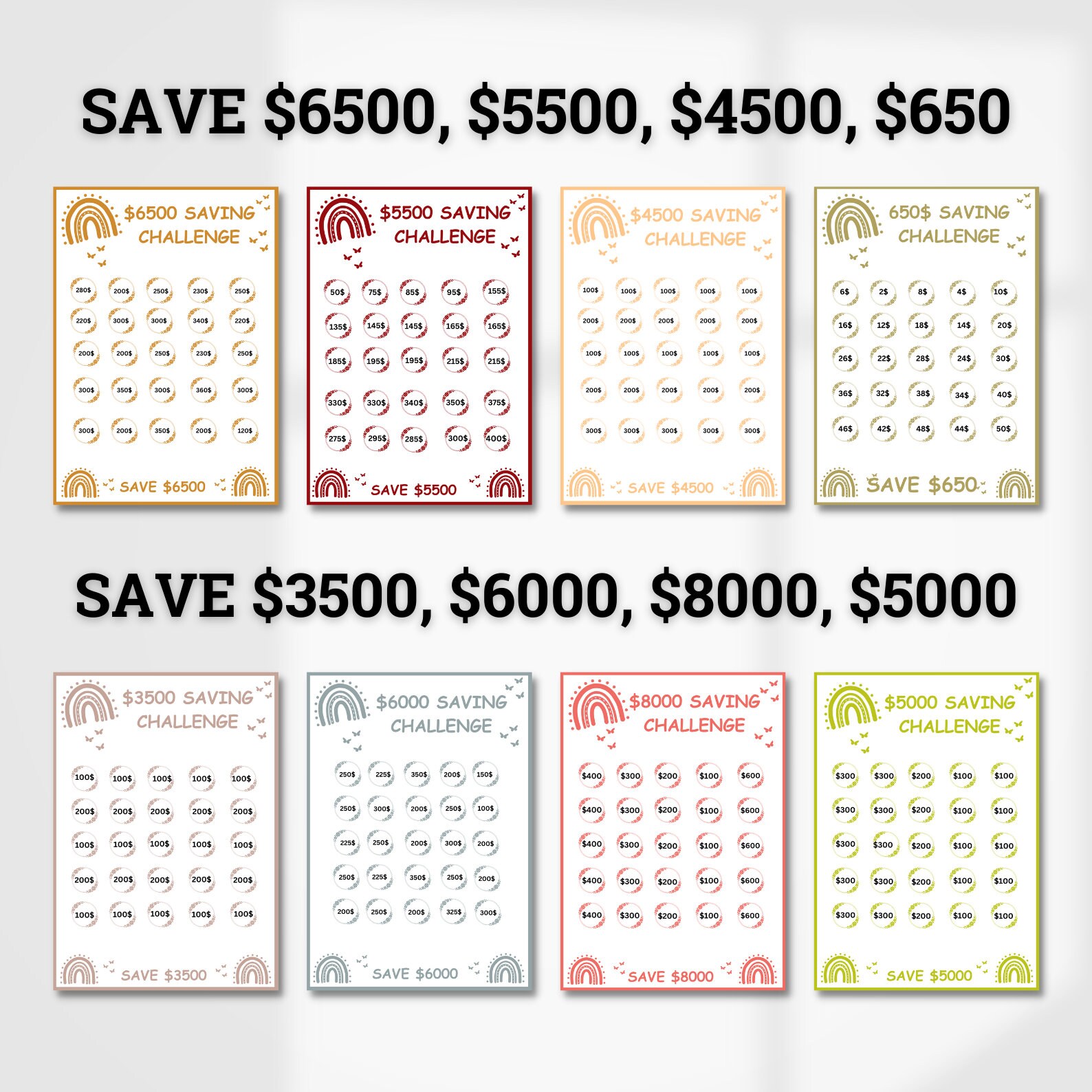 30 Savings Challenge Printable Boho Saving Money Tracker - Etsy