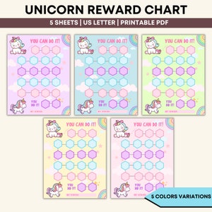 Unicorn Reward Chart: Rainbow Checklist (printable PDF) - Etsy