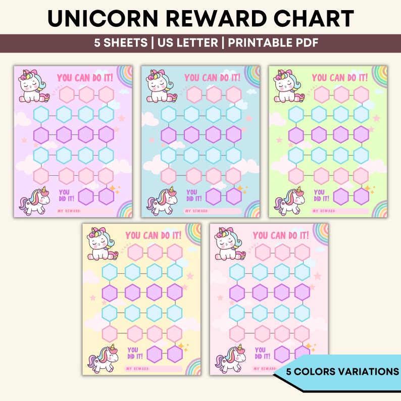 Unicorn Reward Chart: Rainbow Checklist (printable PDF) - Etsy