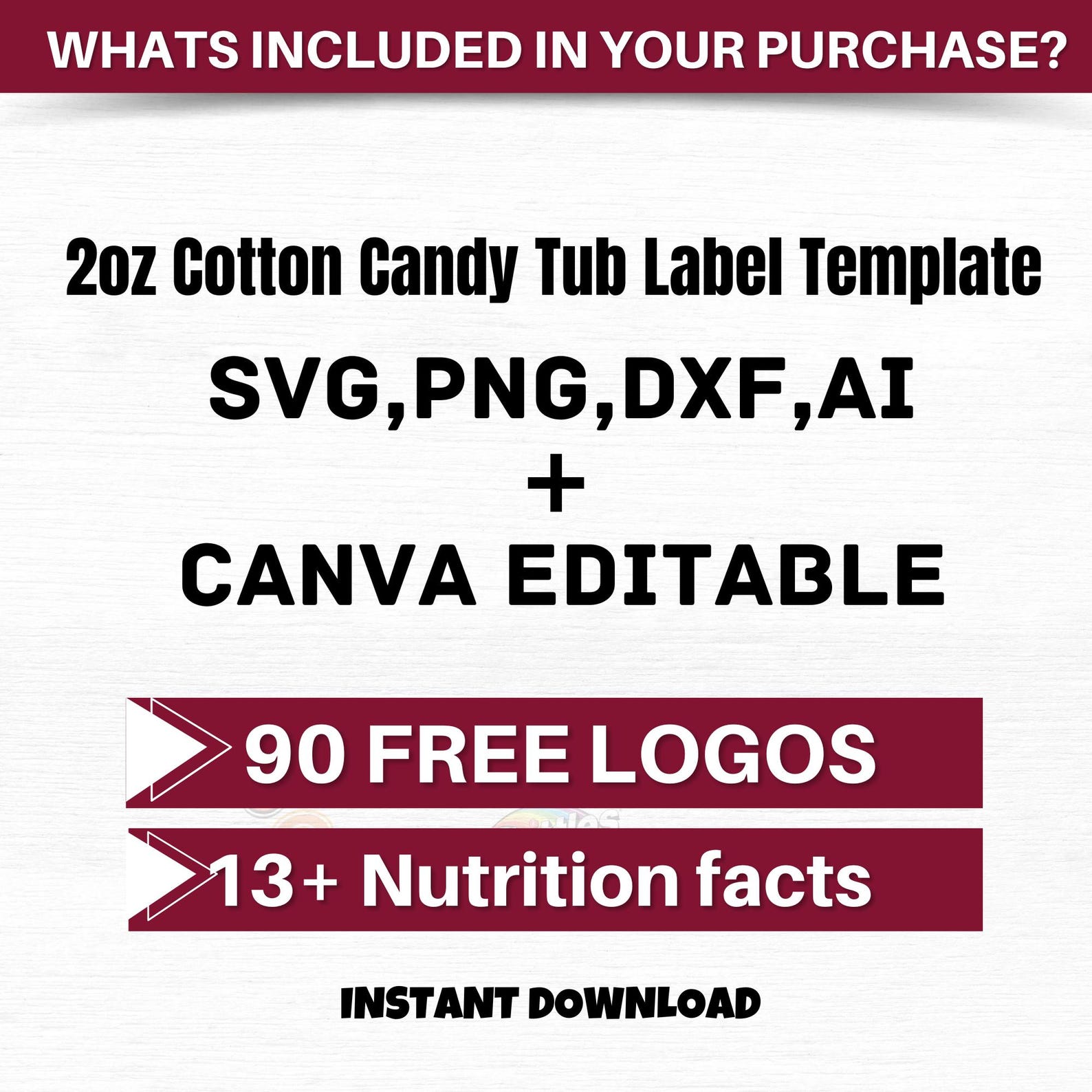 2oz Cotton Candy Label Template: Editable Tub Wrapper (canva) - Etsy