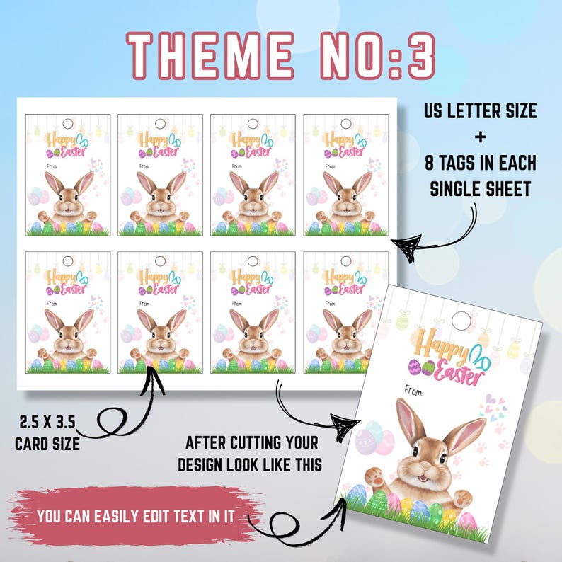 Editable Easter Gift Tags: Printable Treat Bag Labels (canva Template ...