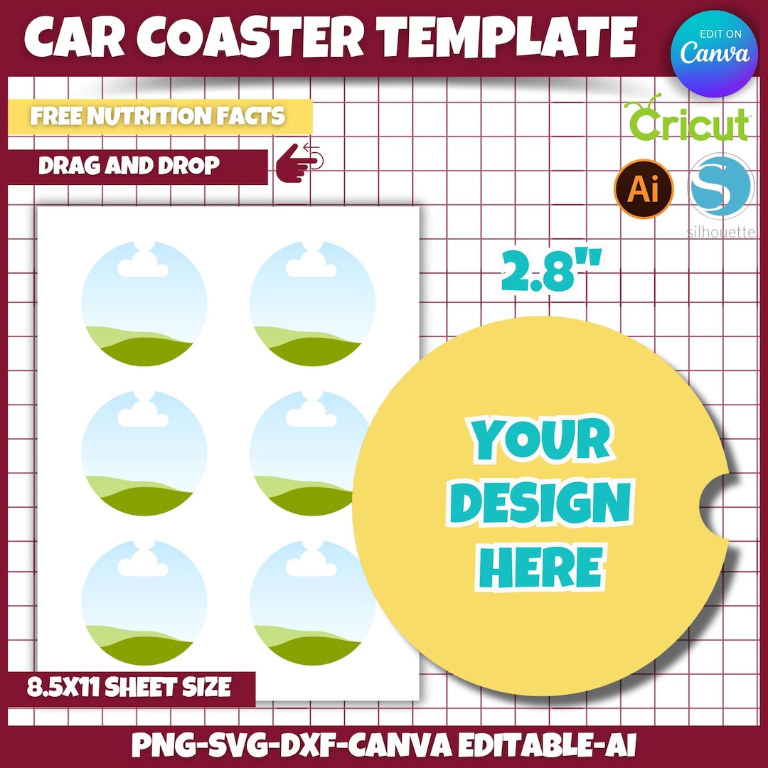 Car Coaster Template Bundle, Car Canva Template, Car Cup Coaster ...