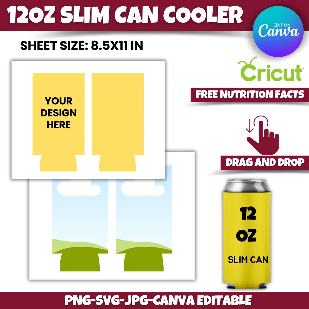 12 Oz Slim Can Cooler Template: Canva Editable (digital Download) - Etsy